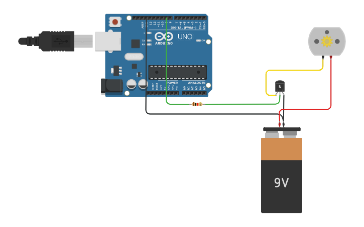 Circuit design Control speed of DC motor using Serial monitor - Tinkercad