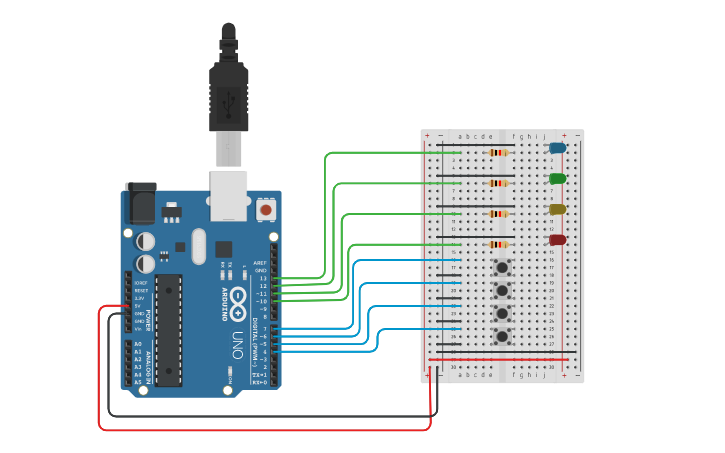 Circuit design Washing Machine - Tinkercad