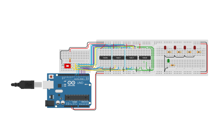 Circuit design MUX 4x1 with Arduino Uno | Tinkercad
