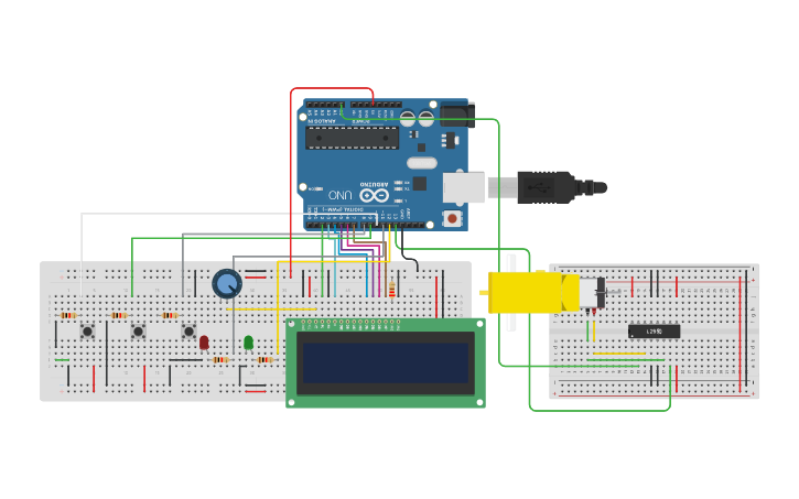 Circuit design Menú Pantalla LCD | Tinkercad
