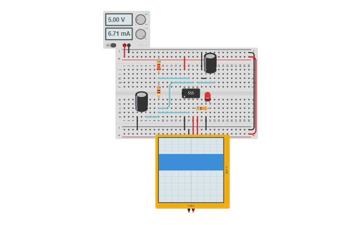 Circuit design 555 astable - Tinkercad