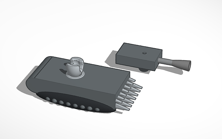 3D design tank w/ spinning barrel - Tinkercad