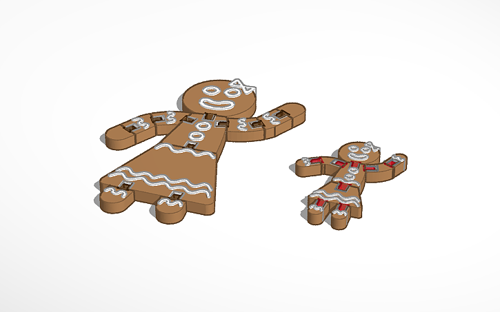 3D design Articulated Print in Place Gingerbread Woman - Tinkercad