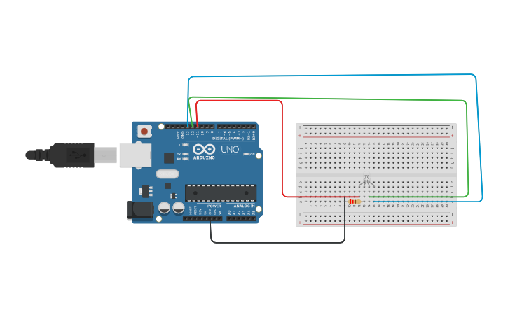 Circuit design led RGB - Tinkercad