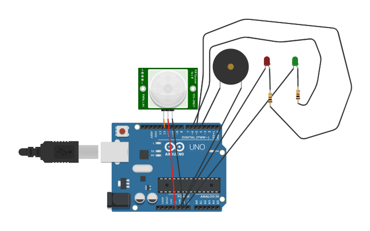 Circuit design Thief detector homework by Aveeraj Sharma - Tinkercad