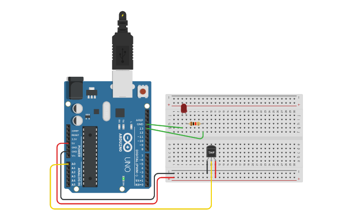 Circuit Design Temperature Sensor Tinkercad