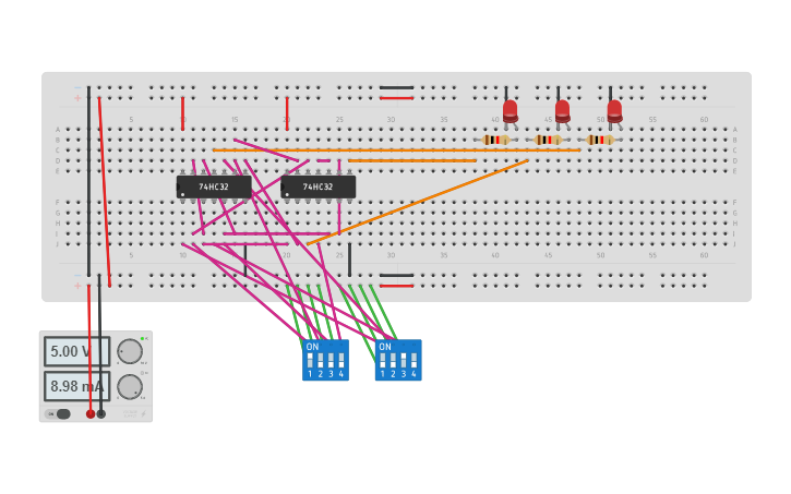 Circuit design 8 to 3 encoder circuit - Tinkercad