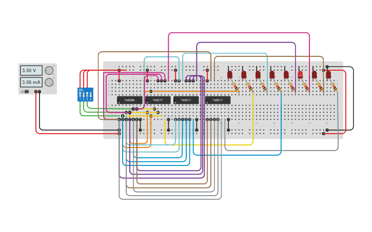 Circuit design 3:8 decoder - Tinkercad