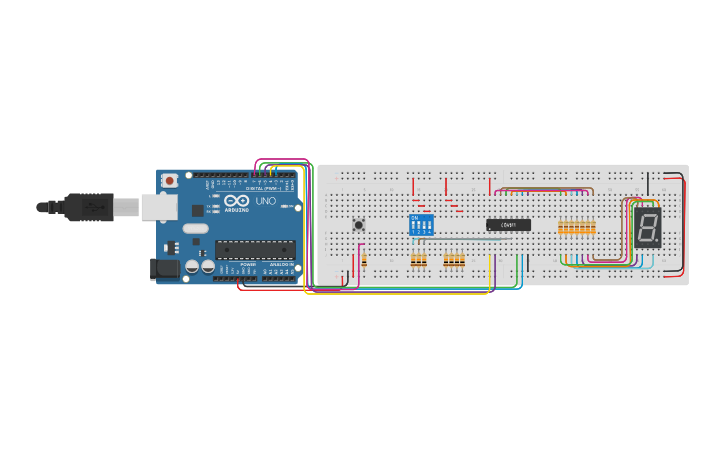 Circuit design DESAFIO-32( CONTADOR COM ARDUINO COM 4511 | Tinkercad