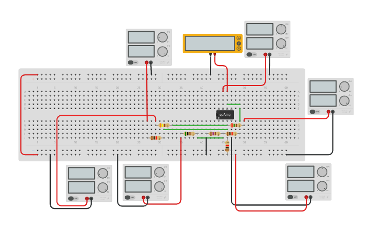 Circuit design Differential Amp | Tinkercad