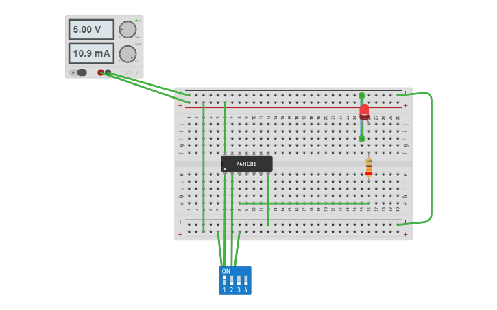 Circuit design Porta XOR | Tinkercad