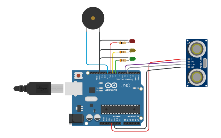 Circuit design car parking system - Tinkercad