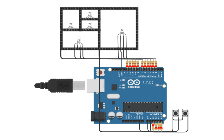 Circuit design fibonacci klok - Tinkercad