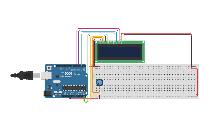Circuit design LCD Connection - Tinkercad