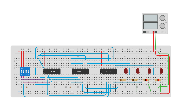 Circuit design 2-4 decoder | Tinkercad