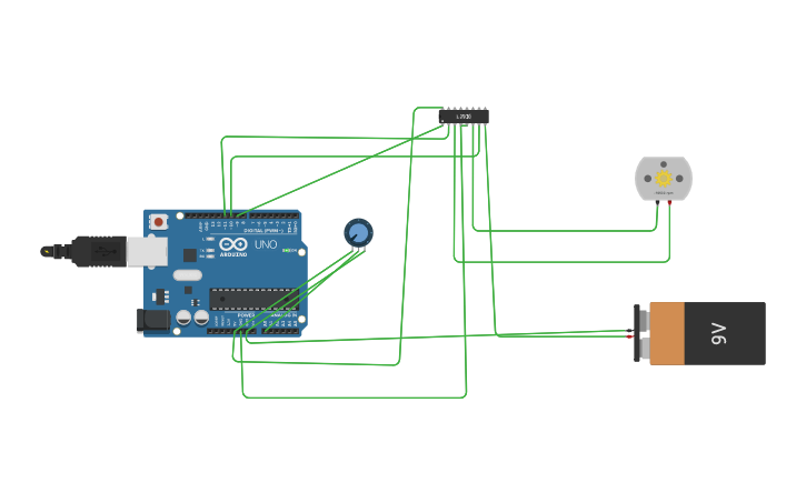 Circuit design controlling speed of dc motor - Tinkercad