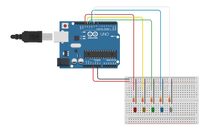 Circuit design Blinking Lights | Tinkercad