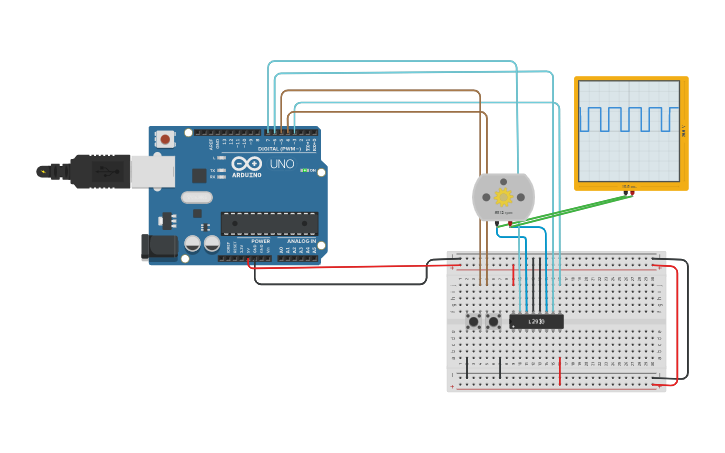 Circuit Design Copy Of Arduino Controlling A Dc Motor Using H Bridge Tinkercad
