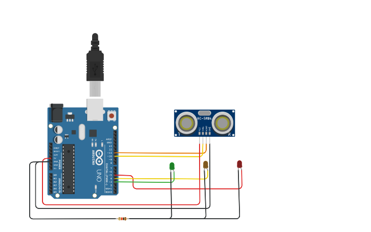 Circuit design Ultrasonic Proximity Sensor - Tinkercad
