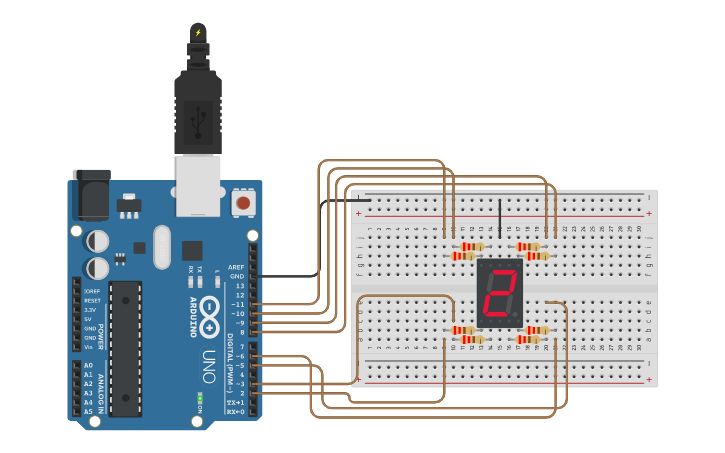 Circuit design Display 7 segmenti con Funzione | Tinkercad Circuit design Display 7 segmenti con Funzione | Tinkercad