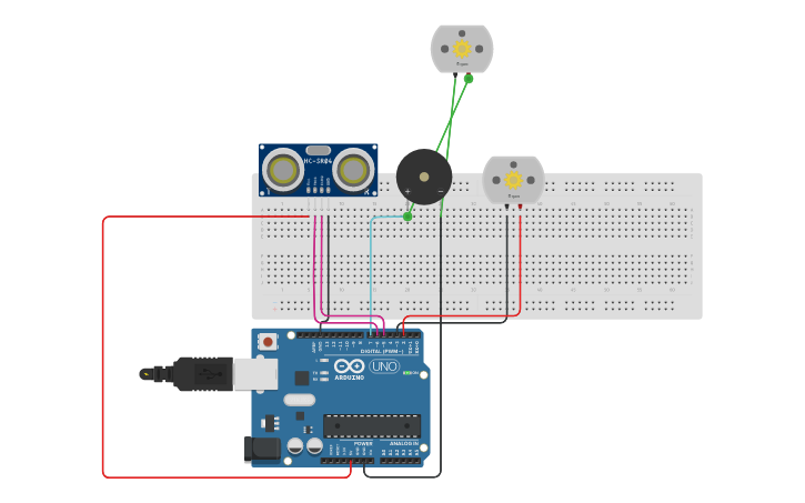 Circuit design Copy of Piezo + sensor +motor - Tinkercad