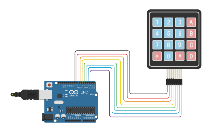 Circuit design Teclado Keypad 4x4-Mario Escobar | Tinkercad