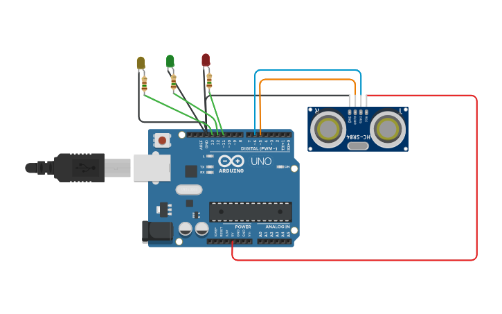 Circuit design SENSOR DE DISTANCIA - Tinkercad