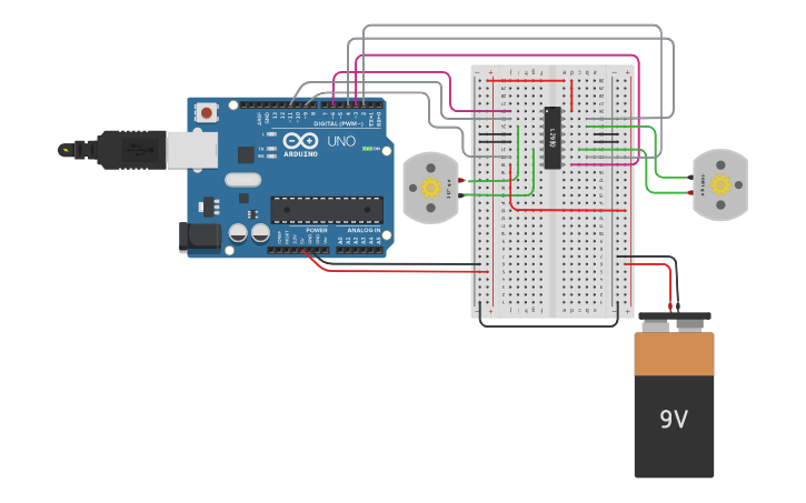 Circuit design CFAEBI - Control DC-Motor // L293D_Adelaide | Tinkercad