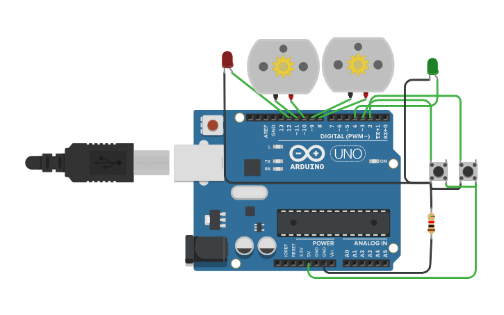 Circuit design Atividade Portão Gaiola Simples | Tinkercad