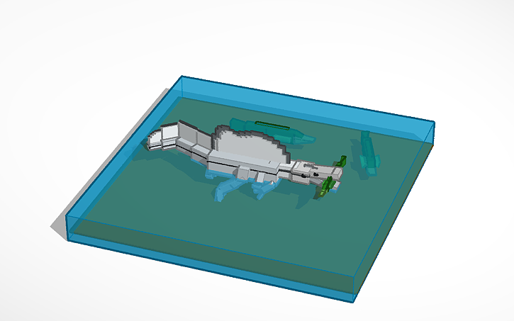 3D design Spinosaurus In Water Eating - Tinkercad