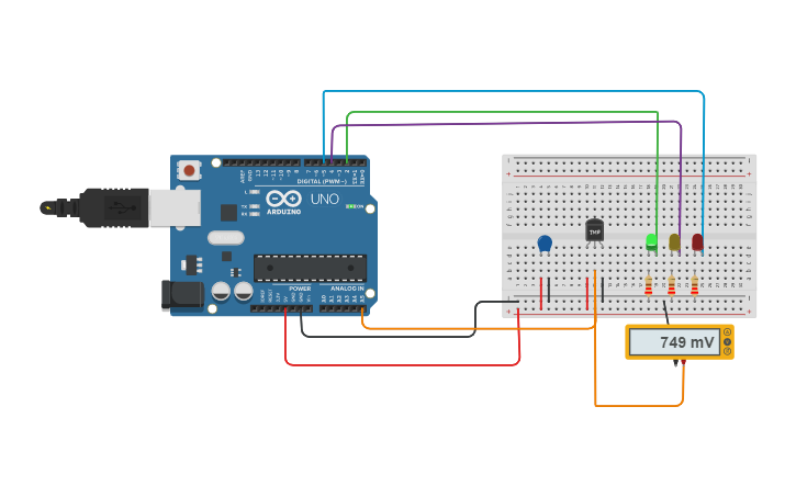 Circuit design LED TEMPERATURA - Tinkercad