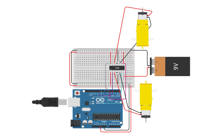 Circuit design carro controlado popr bluethoot | Tinkercad