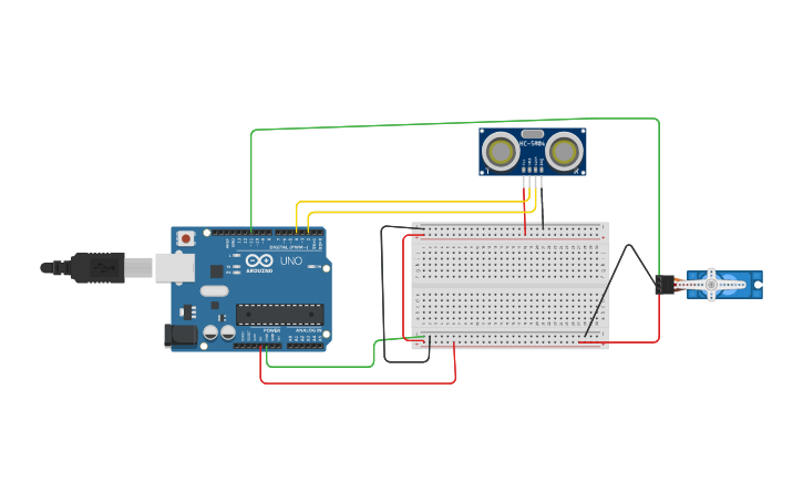 Circuit design servo con sensor - Tinkercad