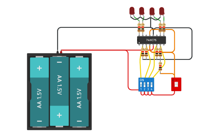 Circuit design 4-digit-latch-lock - Tinkercad