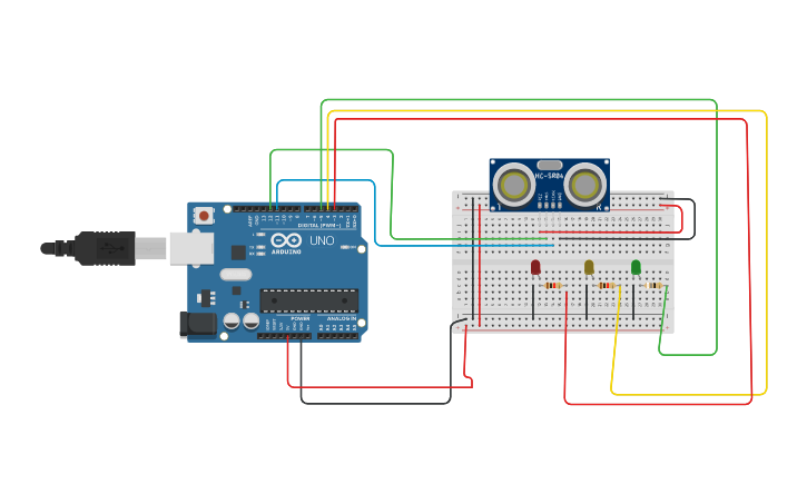 Circuit design SENSOR DE DISTANCIA - Tinkercad