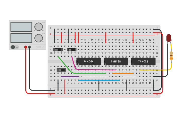 Circuit design MUX MULTIPLEXOR 2 ENTRADAS 1 SALIDA - Tinkercad