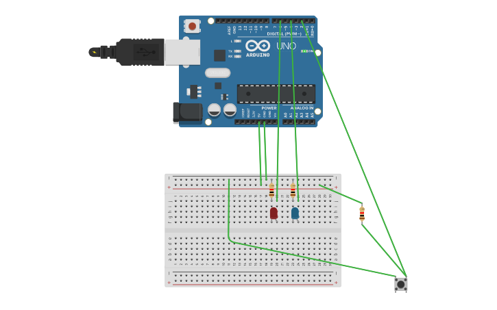 Circuit design LED BOUTON | Tinkercad