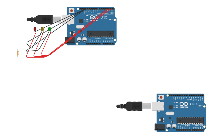 Circuit Design Lampu Lalu Lintas Tinkercad