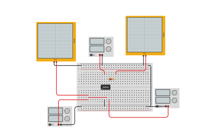 Circuit design open loop non inverting op amp - Tinkercad
