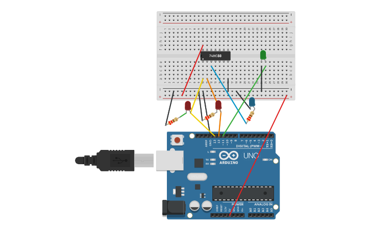 Circuit design Έλεγχος πύλης NAND με Arduino - Tinkercad