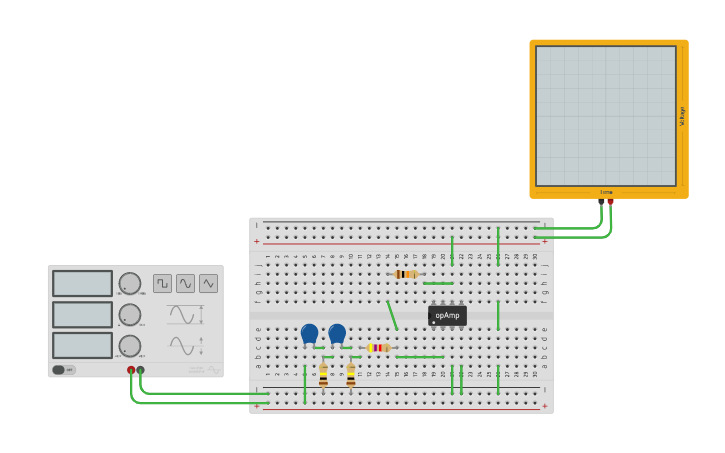 Circuit design Phase shift using op amp - Tinkercad