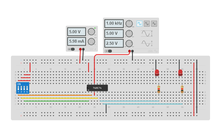 Circuit design Edge-triggered D Flip-Flop - Tinkercad