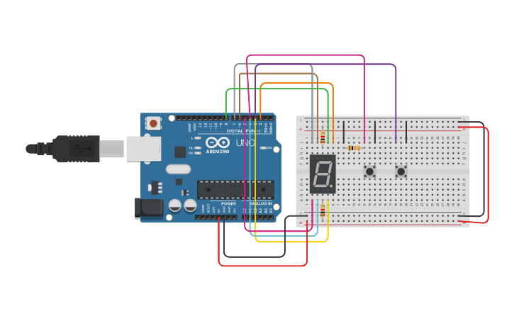 Circuit design numeros led - Tinkercad