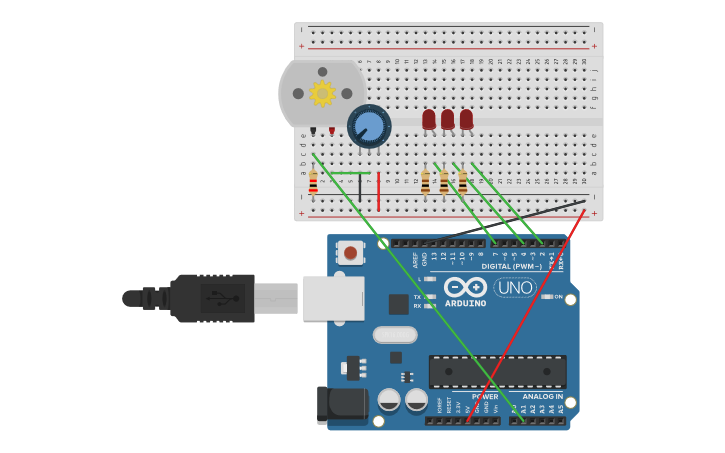 Circuit design Speedometer(uses resistance) - Tinkercad