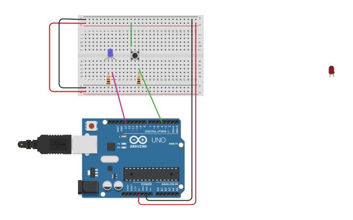 Circuit design LED with switch - Tinkercad