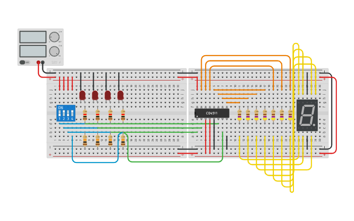 Circuit Design 7 Segment Display Tinkercad