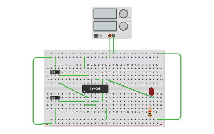 Circuit design XOR using NAND - Tinkercad