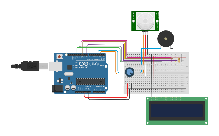 Circuit Design Motion Detection Security System Tinkercad