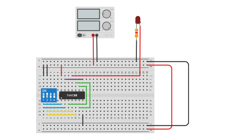 Circuit design Realization of NOR GATE using NAND GATE - Tinkercad