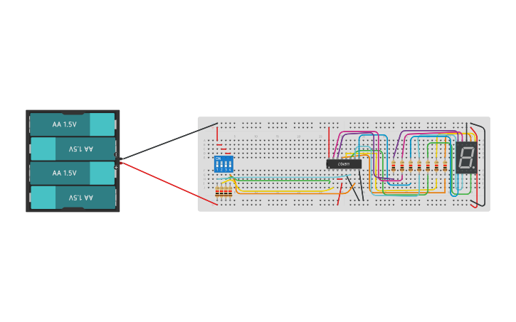 Circuit design display de 7 segmento catodo comun - Tinkercad